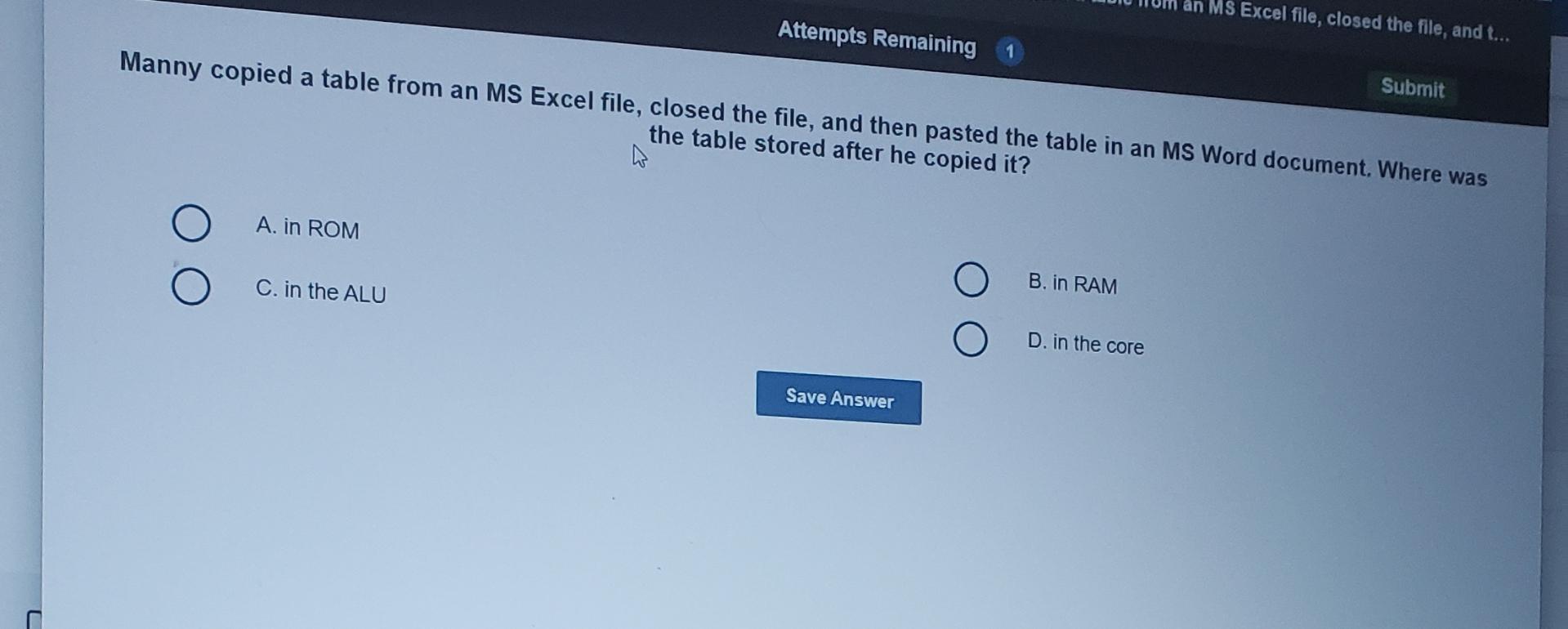 Solved Attempts RemainingExcel file, closed the file, and | Chegg.com