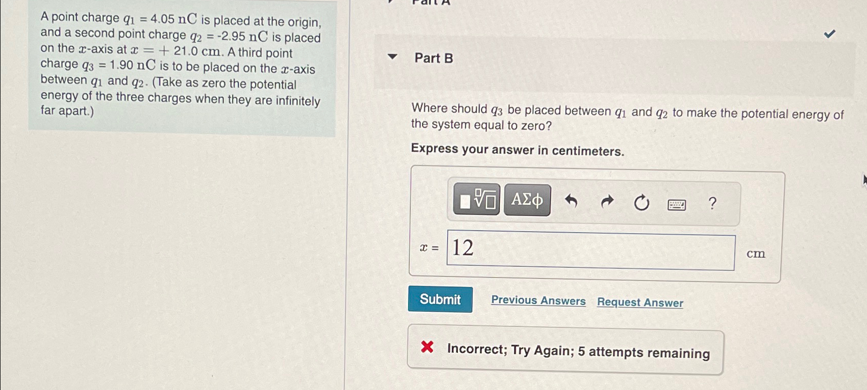 A point charge q1=4.05nC ﻿is placed at the origin, | Chegg.com