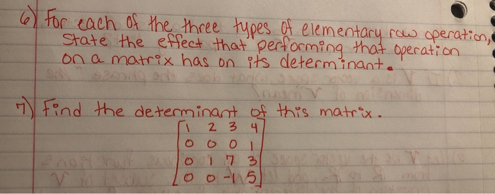 Solved 6 for each of the three types of elementary row | Chegg.com