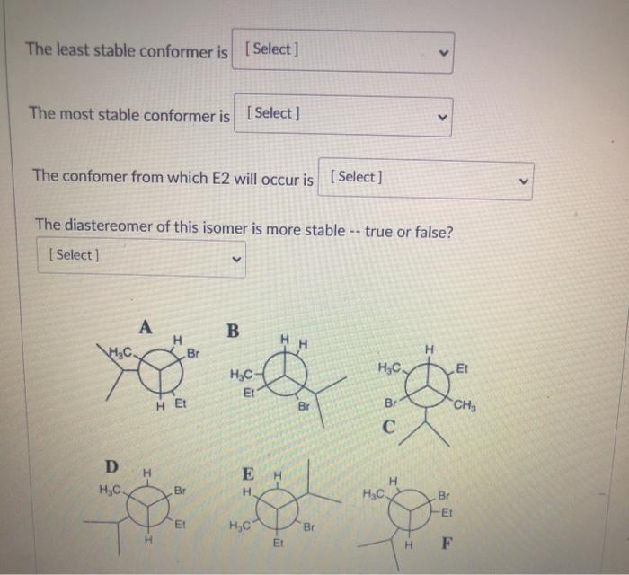 Solved The least stable conformer is [Select]