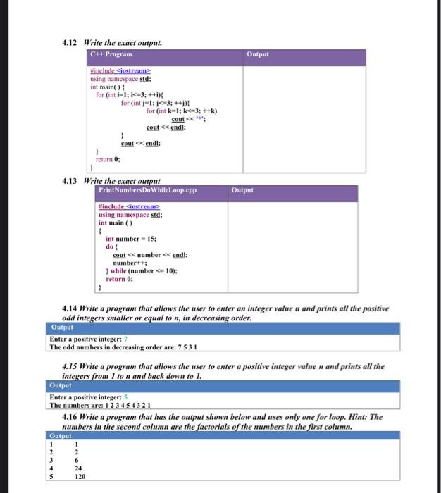 Solved 3.4 Write the exact output 3.5 Write the exact | Chegg.com