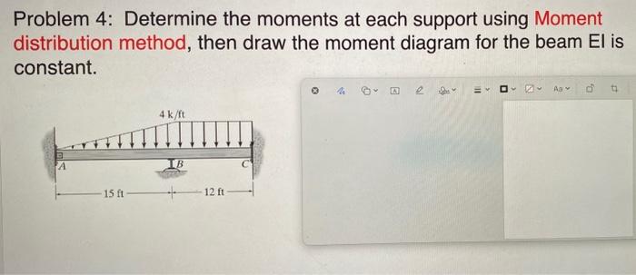 Solved Problem 4: Determine the moments at each support | Chegg.com