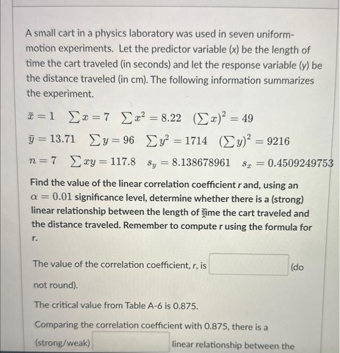 Solved A small cart in a physics laboratory was used in | Chegg.com