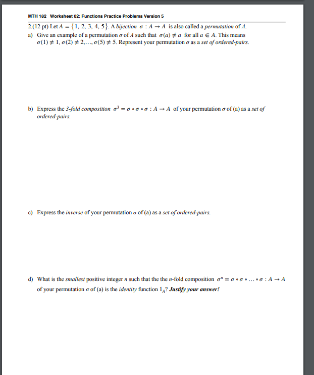 Solved MTH 182 ﻿Worksheet 02: Functions Practice Problems | Chegg.com