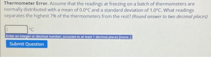 Solved Thermometer Error. Assume that the readings at | Chegg.com