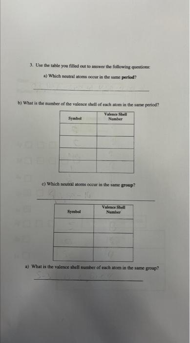 Solved 3. Use the table you filled out to answer the | Chegg.com