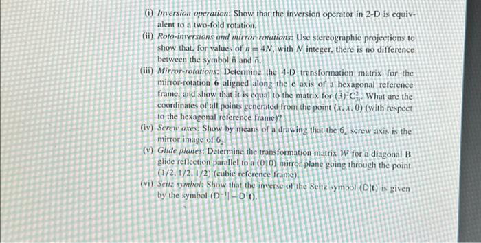 Solved (i) Inversion operation: Show that the inversion | Chegg.com