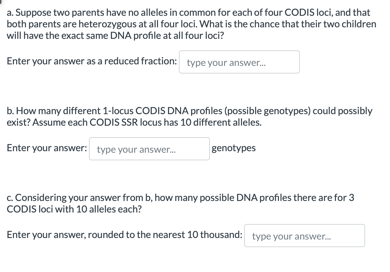 Solved a. ﻿Suppose two parents have no alleles in common for | Chegg.com