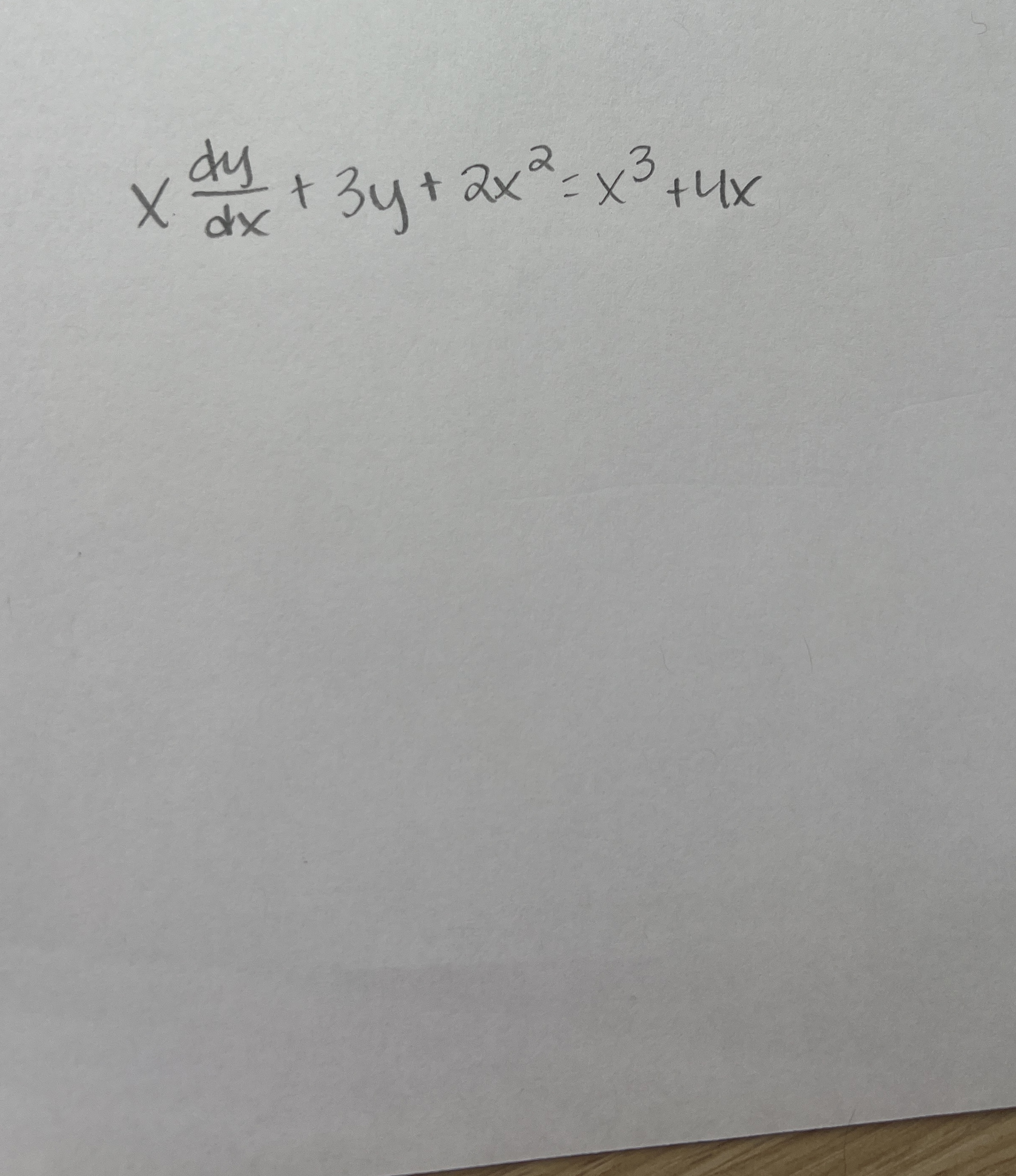 Solved xdydx+3y+2x2=x3+4x | Chegg.com