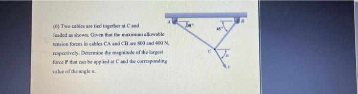 Solved Aso (6) Two cables are tied together at C and loaded | Chegg.com