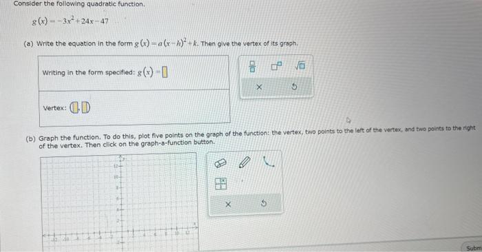 Solved Consider the following quadratic function. | Chegg.com