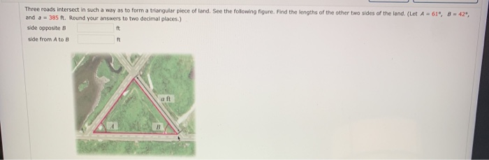 Solved 42", Three roads intersect in such a way as to form a | Chegg.com