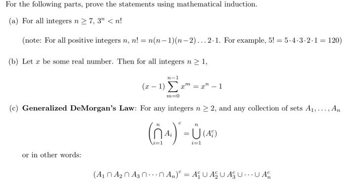 Solved (note: For all positive integers | Chegg.com