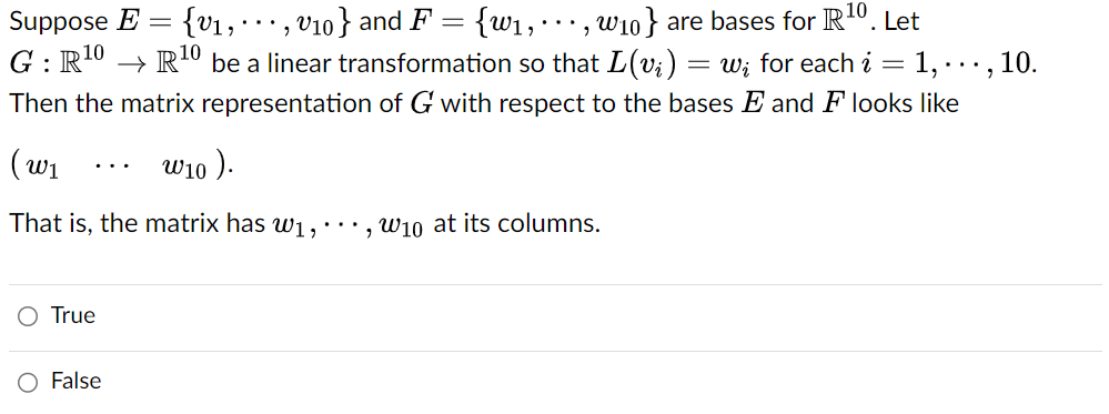 Solved Suppose E={v1,cdots,v10} ﻿and F={w1,cdots,w10} ﻿are | Chegg.com