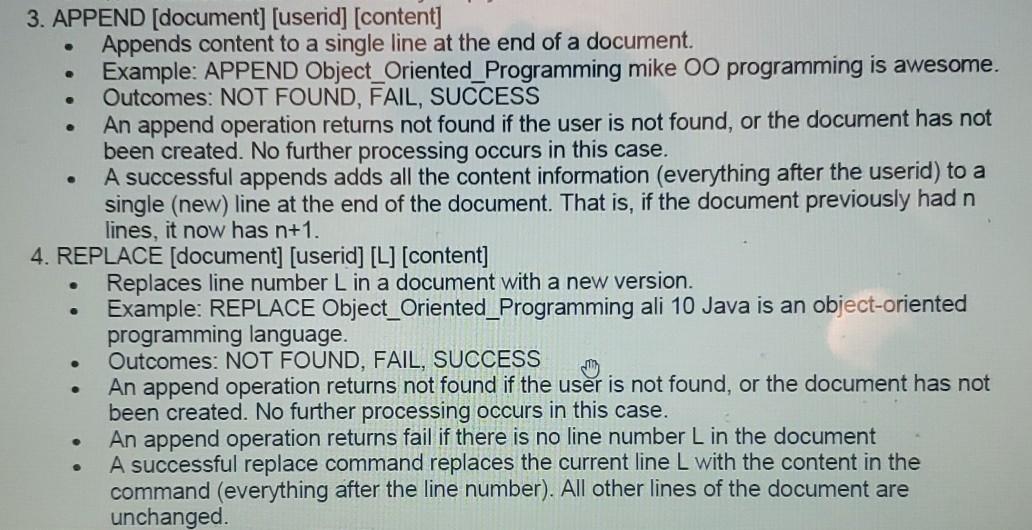 e 3. APPEND (document) [userid] [content] Appends | Chegg.com