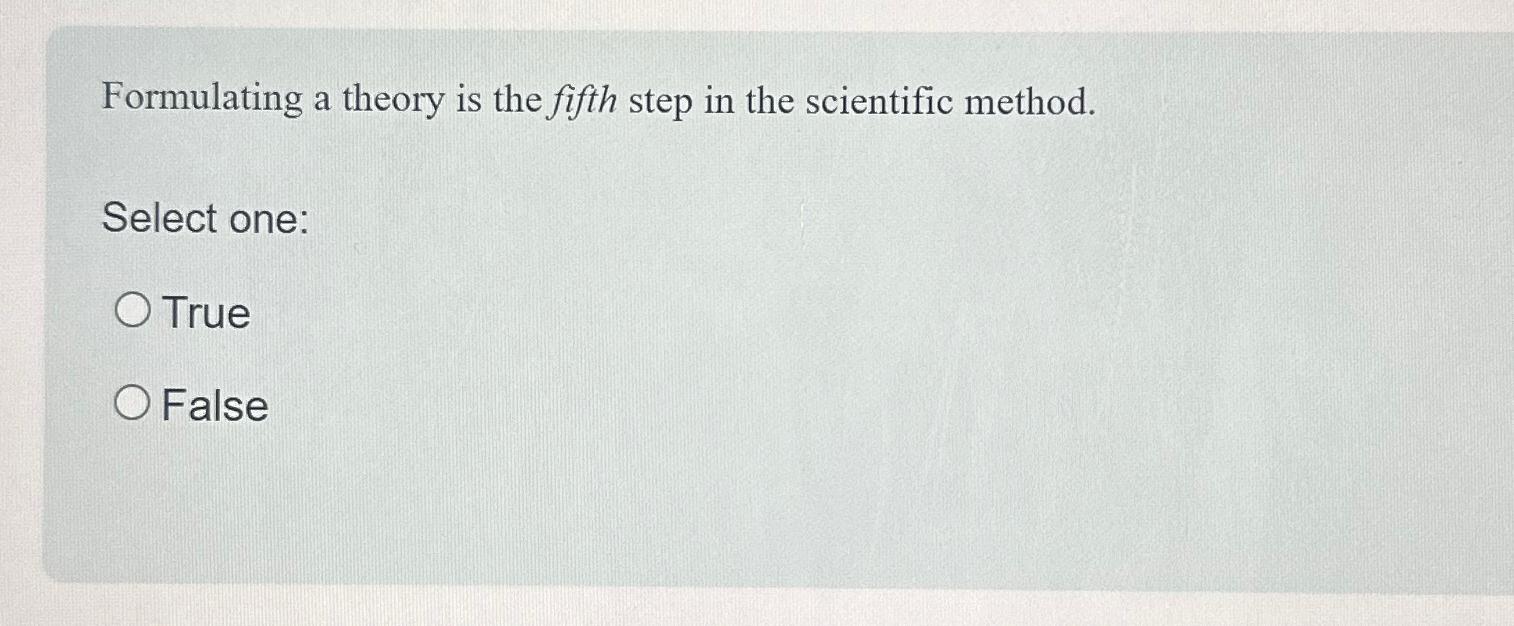 Solved Formulating a theory is the fifth step in the | Chegg.com
