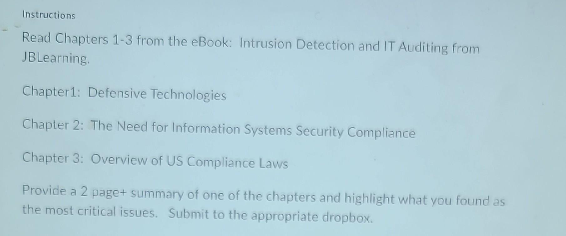 Solved Instructions Read Chapters 1-3 from the eBook: | Chegg.com