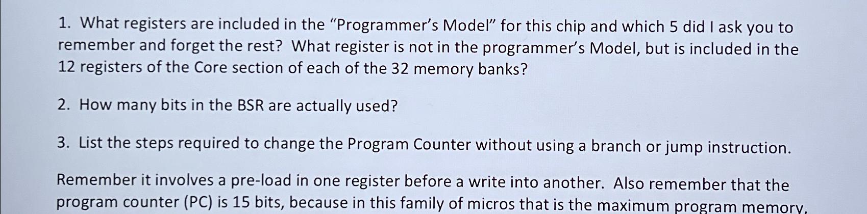 Solved What registers are included in the "Programmer's | Chegg.com