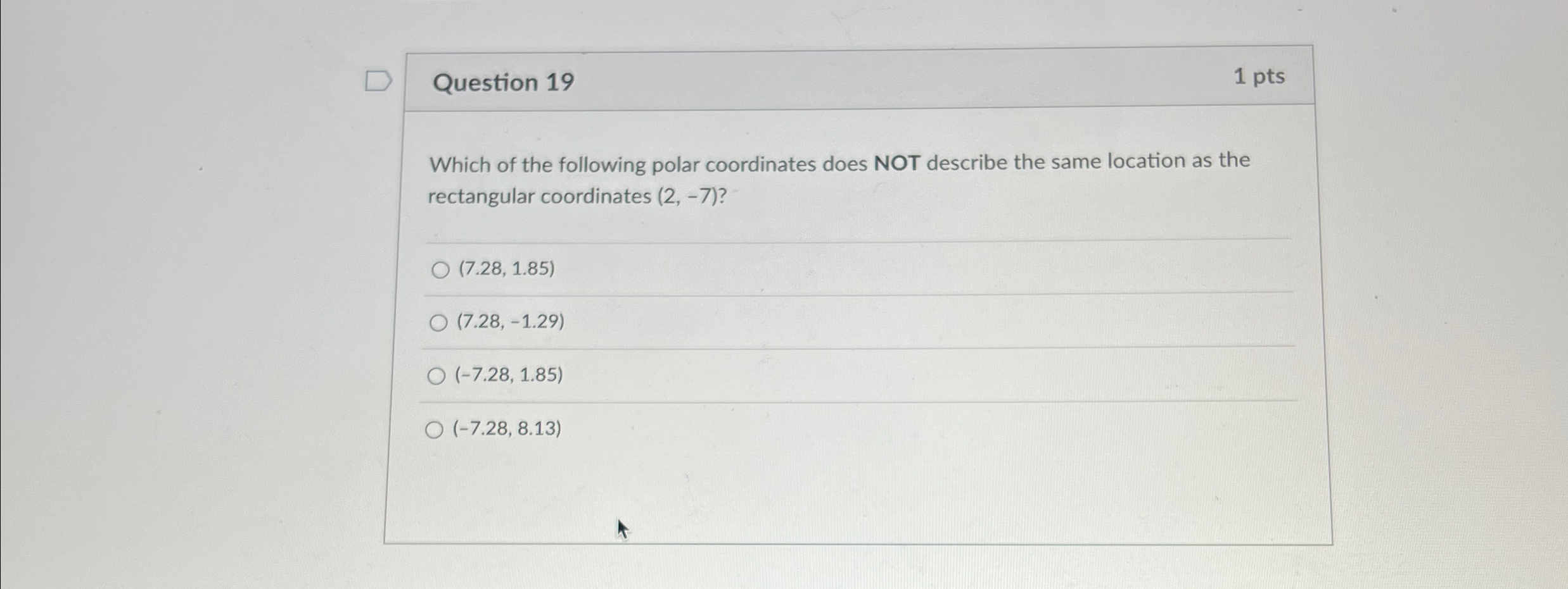 Solved Question 191 ﻿ptsWhich of the following polar | Chegg.com