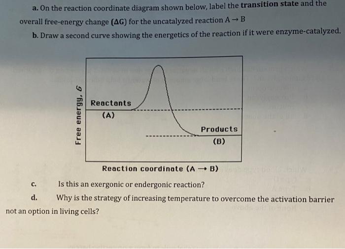 Solved a. On the reaction coordinate diagram shown below, | Chegg.com