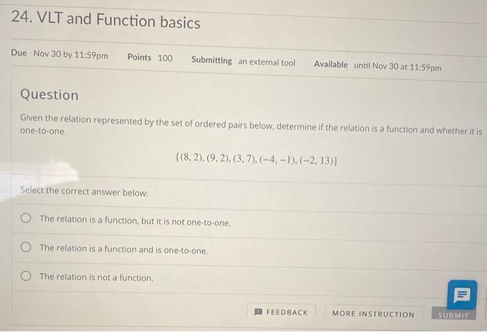 Solved 24. VLT and Function basics Due Nov 30 by 11:59pm | Chegg.com