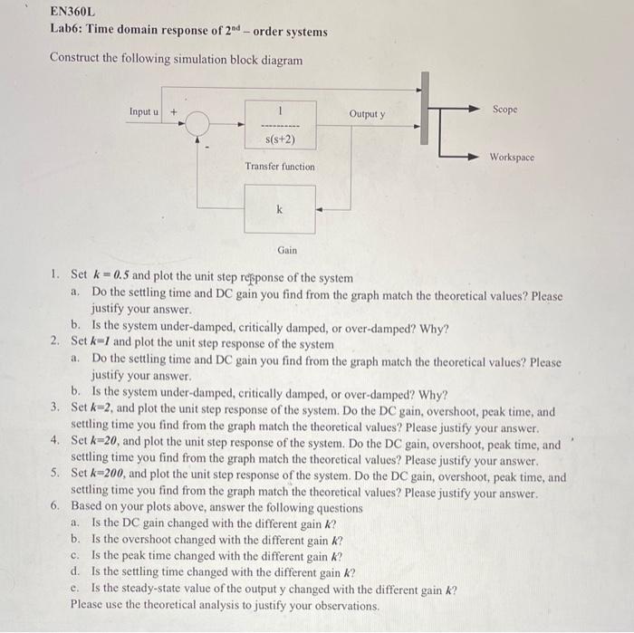 Solved EN360L Lab6: Time domain response of 2ad -order | Chegg.com