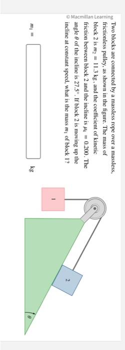 [Solved]: Two blocks are connected by a massless rope over