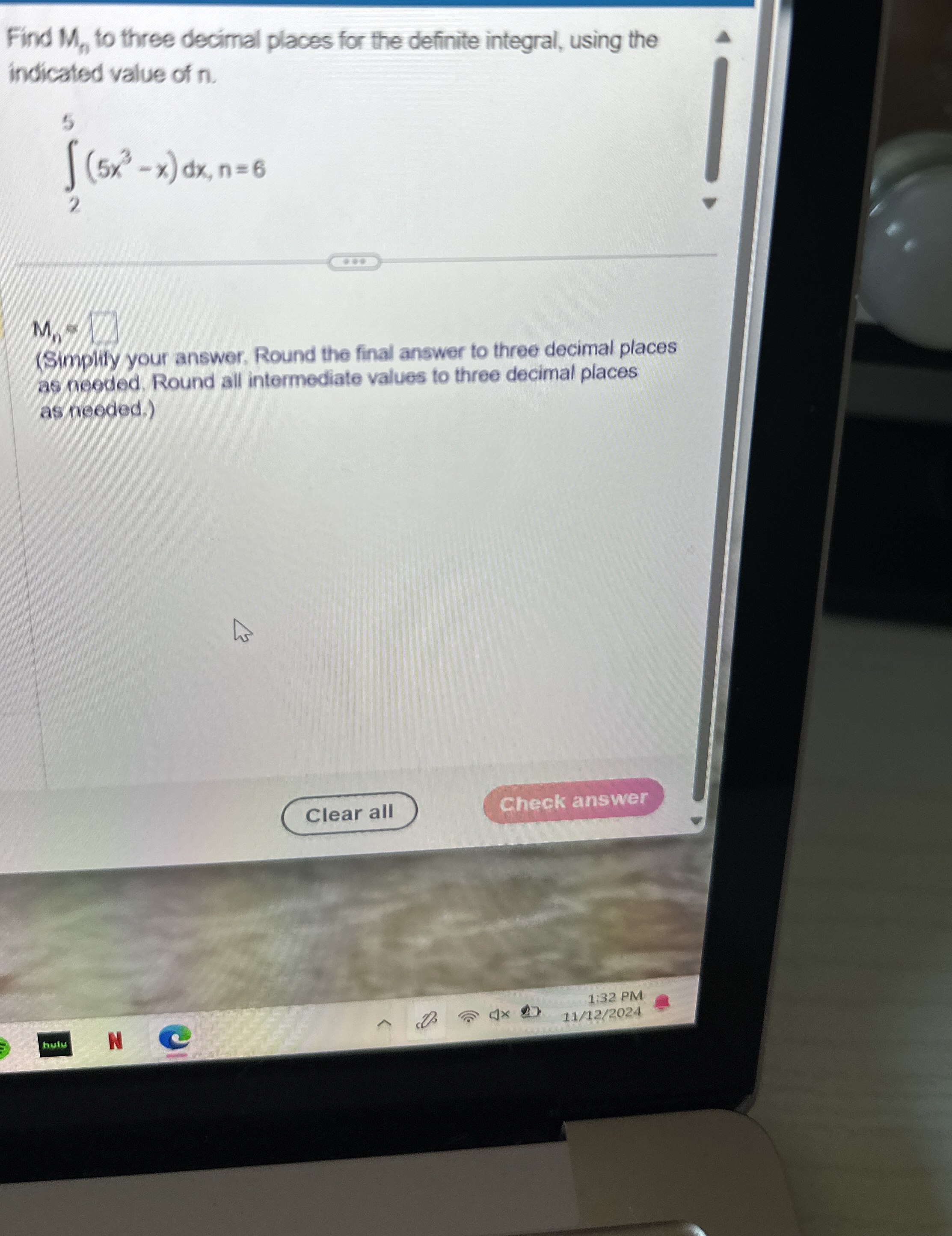 Solved by an EXPERT Find Mn ﻿to three decimal places for the definite | Chegg.com