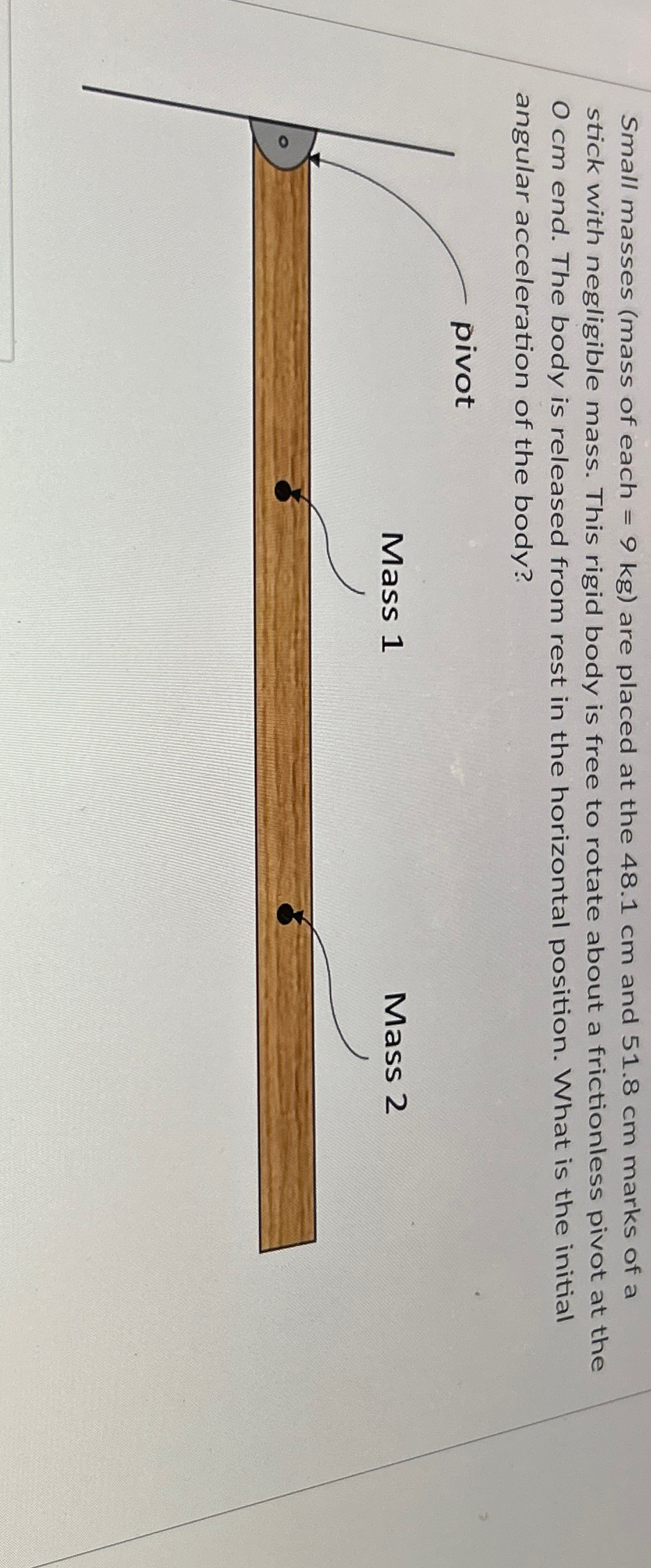 Solved Small masses (mass of each =9kg ) ﻿are placed at the | Chegg.com
