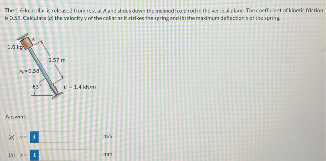 Solved The 1.6-kg ﻿collar is released from rest at A and | Chegg.com