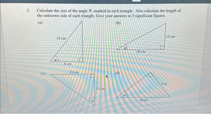 Solved Calculate the size of the angle θ, marked in each | Chegg.com
