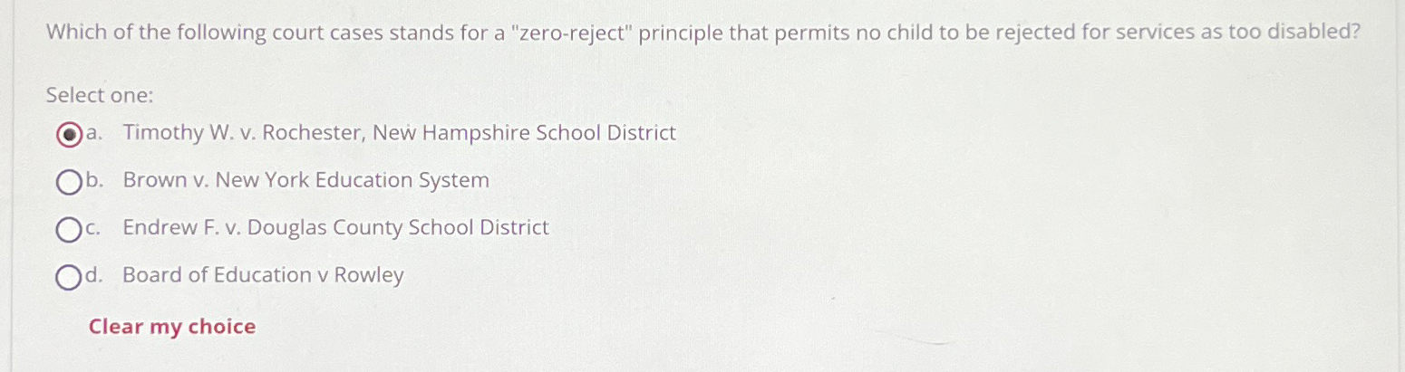 Solved Which of the following court cases stands for a | Chegg.com