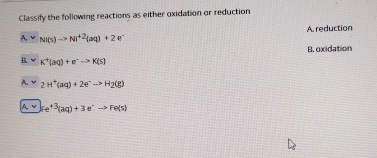 Solved Classify the following reactions as either oxidation | Chegg.com