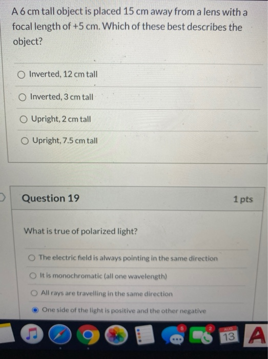 Solved A 6 cm tall object is placed 15 cm away from a lens | Chegg.com