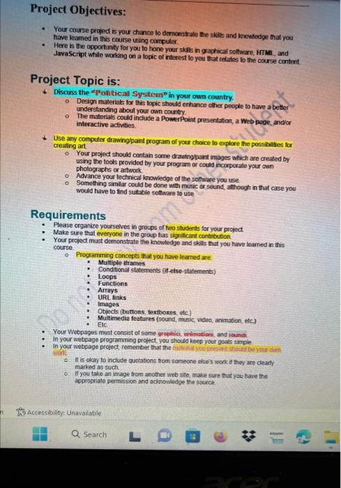 Solved Project Objectives: - You course project is your | Chegg.com