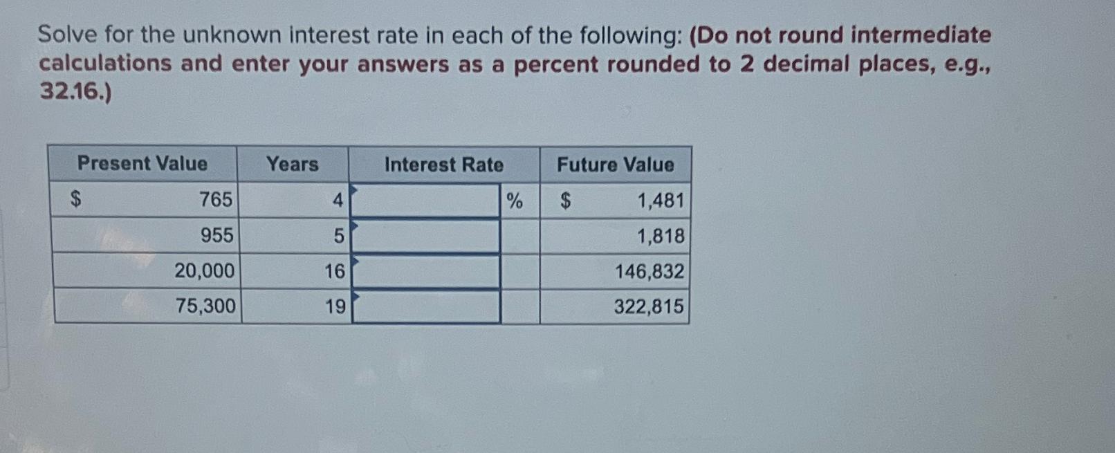 Solved Solve for the unknown interest rate in each of the | Chegg.com