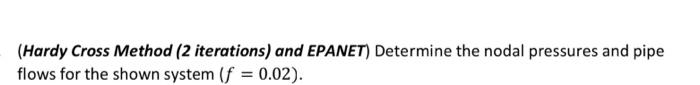 Solved (Hardy Cross Method (2 iterations) and EPANET) | Chegg.com