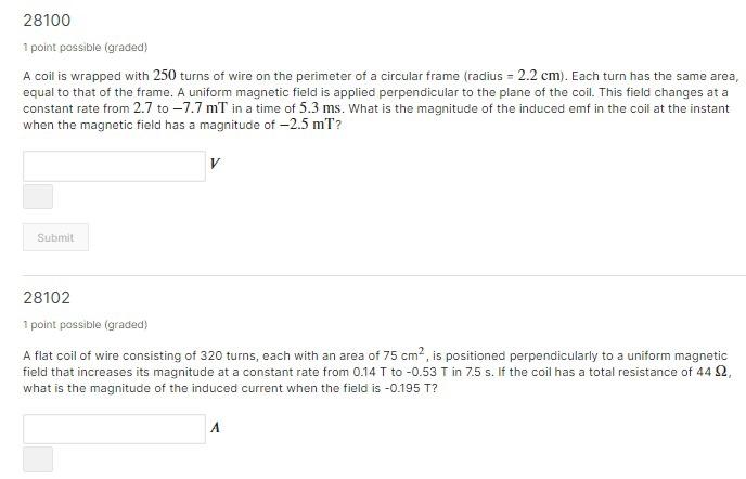 Solved 28100 1 point possible (graded) A coil is wrapped | Chegg.com