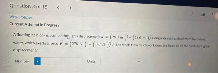 Solved A floating ice block is pushed through a displacement | Chegg.com