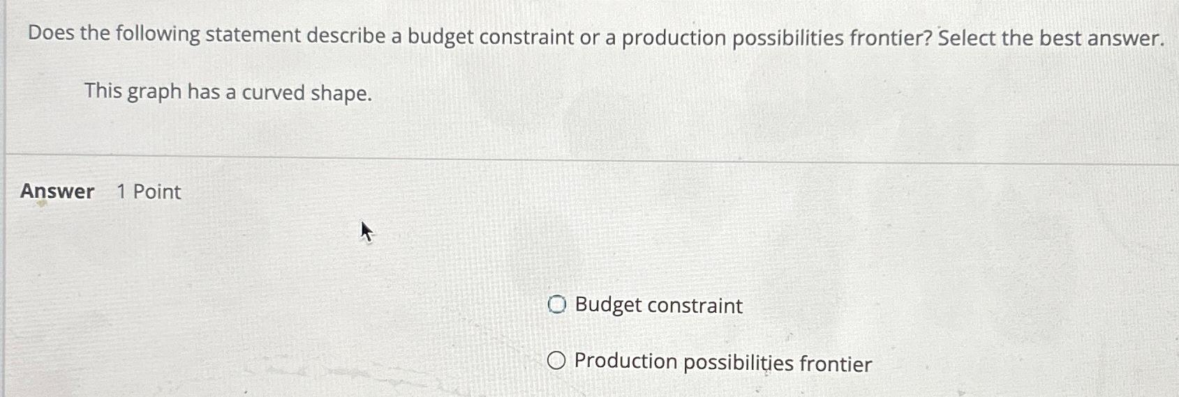 Solved Does the following statement describe a budget | Chegg.com