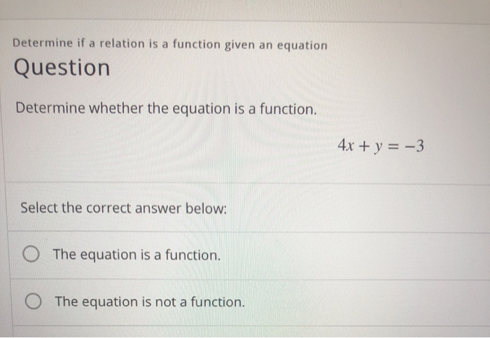 Solved Determine if a relation is a function given an | Chegg.com