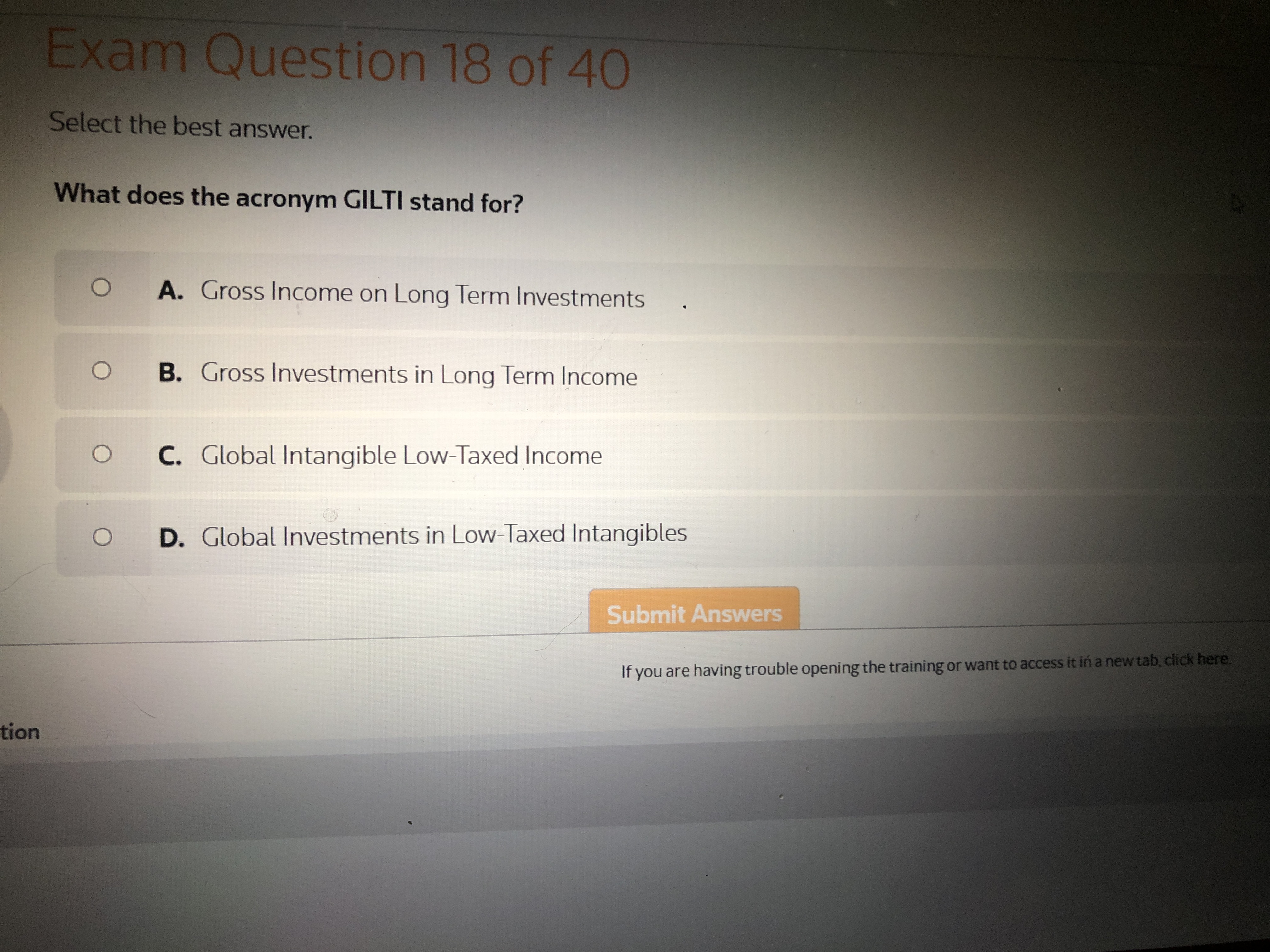 Solved Exam Question 18 ﻿of 40Select the best answer.What | Chegg.com