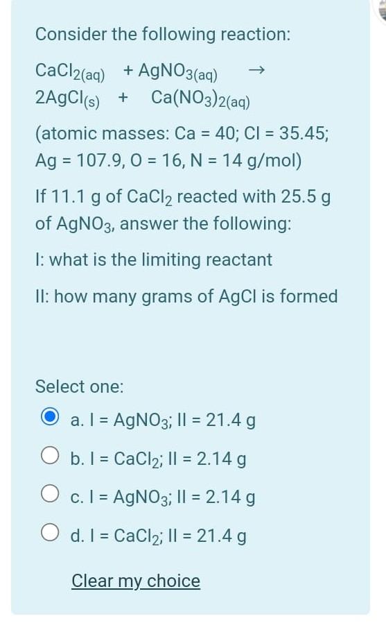 Solved Consider the following reaction: CaCl2(aq) + | Chegg.com