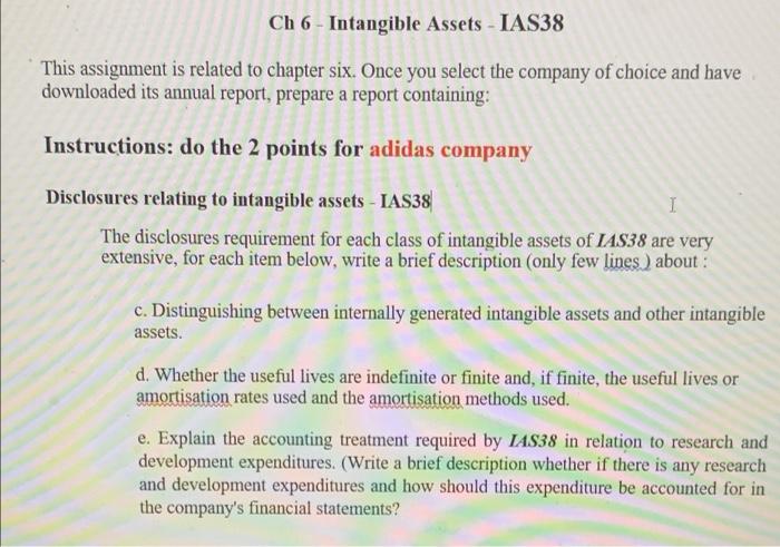 Solved Ch 6 - Intangible Assets - IAS38 This assignment is | Chegg.com