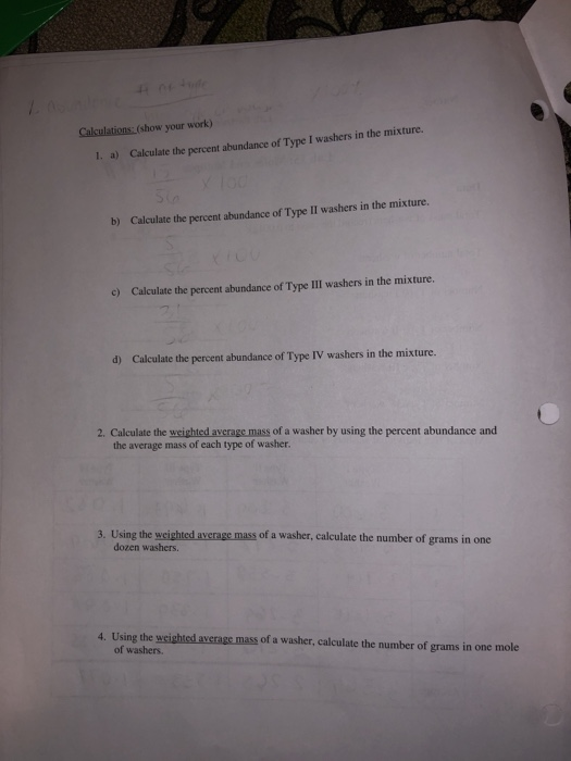 Lab 15: Moles and Isotopes Data Total mass of washers | Chegg.com