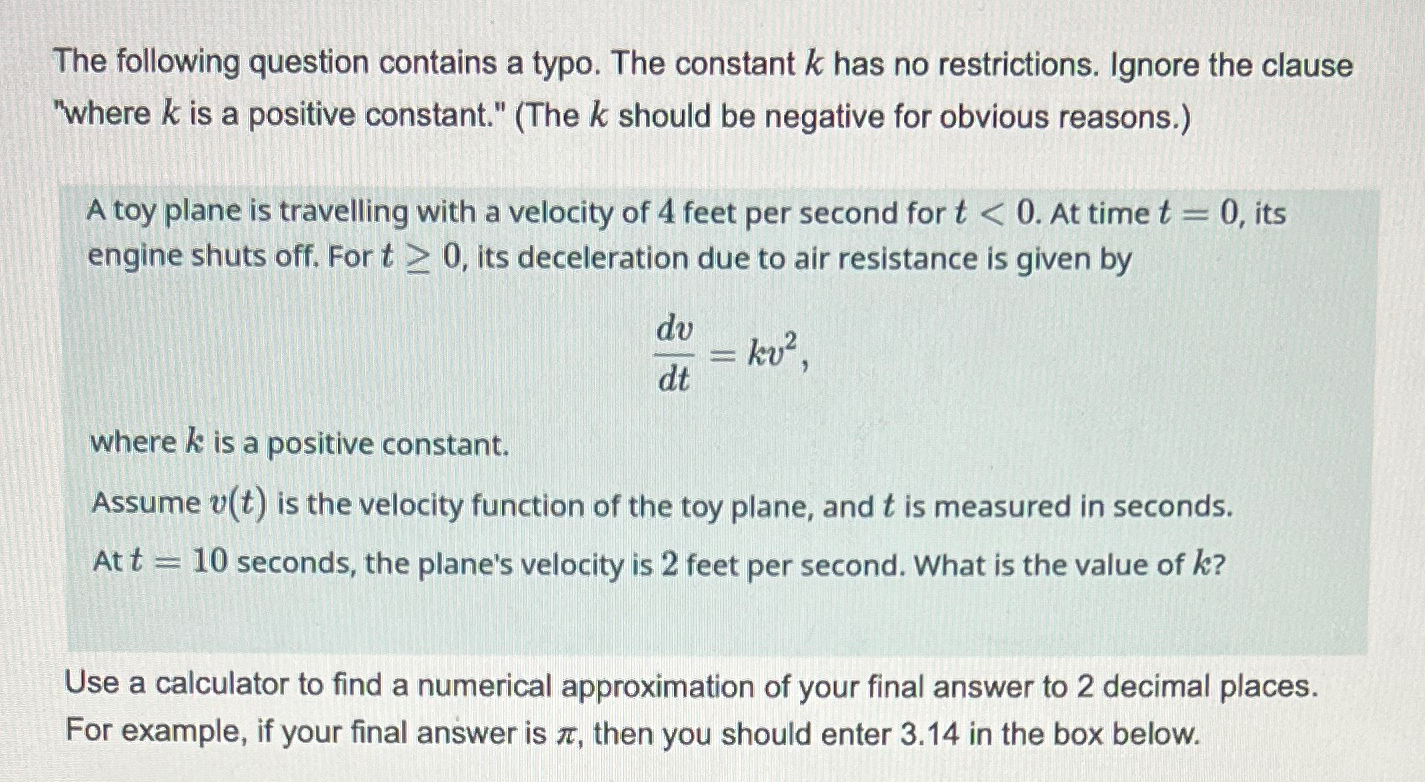 Solved The following question contains a typo. The constant | Chegg.com