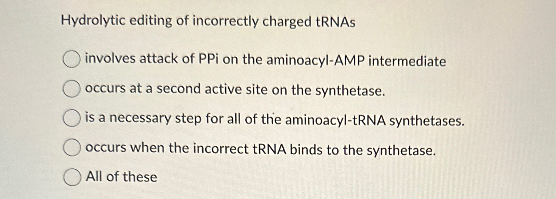 Solved Hydrolytic editing of incorrectly charged | Chegg.com