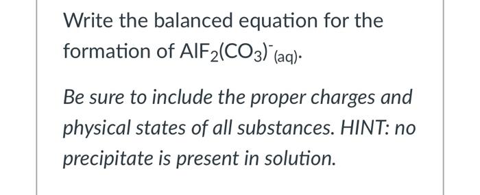 Solved Write the balanced equation for the formation of | Chegg.com