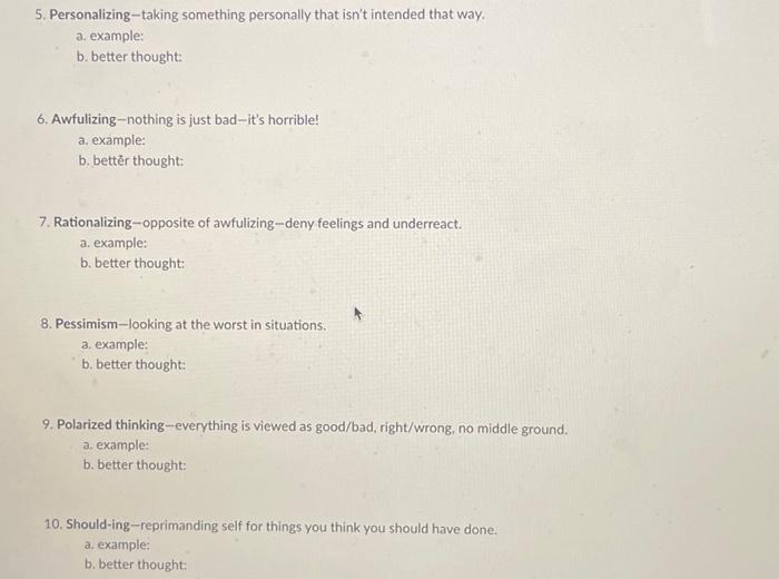 Solved LOOK AT THESE ERRONEOUS TYPES OF THINKING. GIVE A | Chegg.com