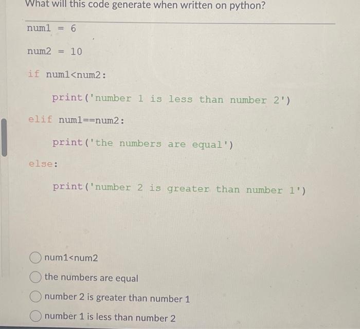 Solved What will this code generate when written on python? | Chegg.com
